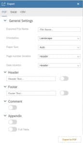 Export Excel, CSV, Or PDF with SAP Analytics Designer
