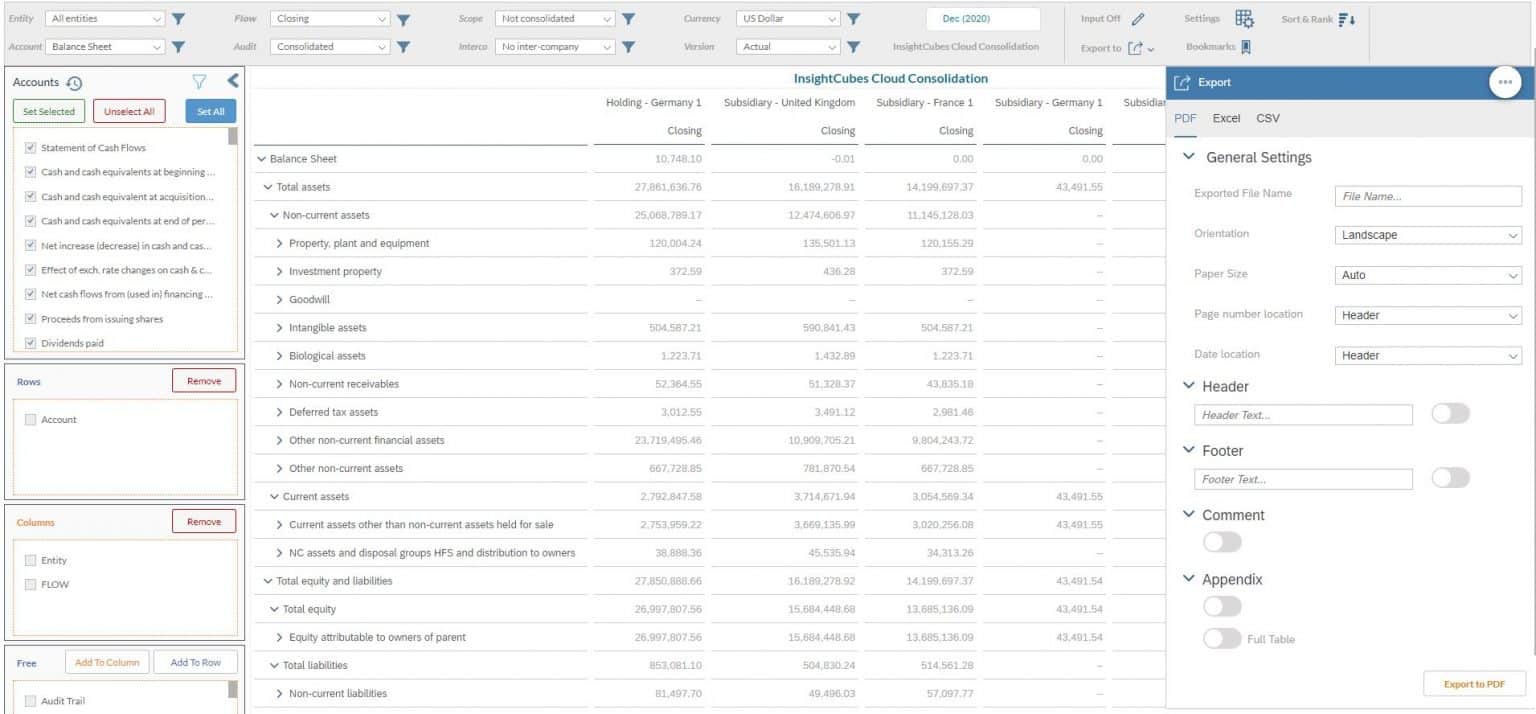 Export Excel, CSV, Or PDF with SAP Analytics Designer