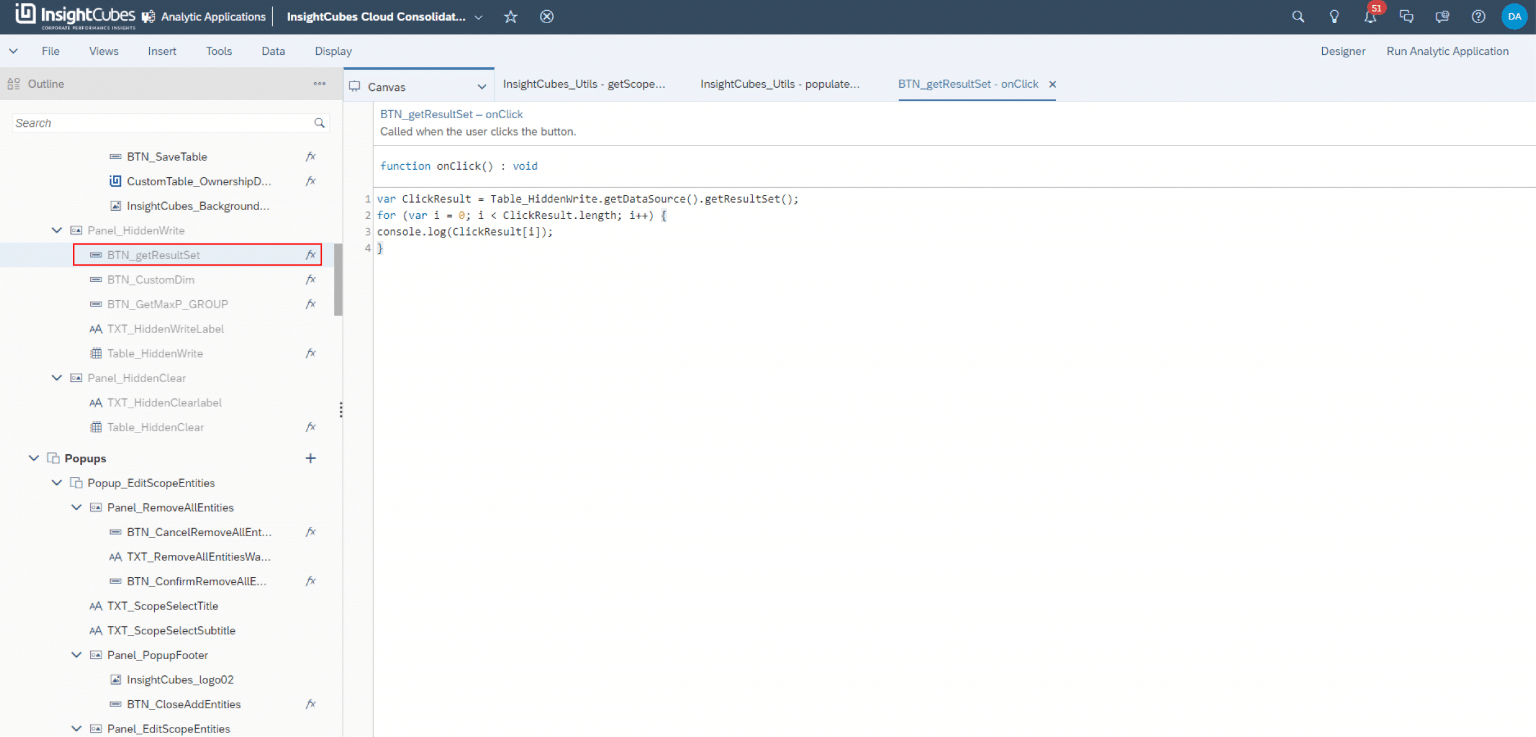 How to use the getResultSet() APi with SAP Analytics Designer