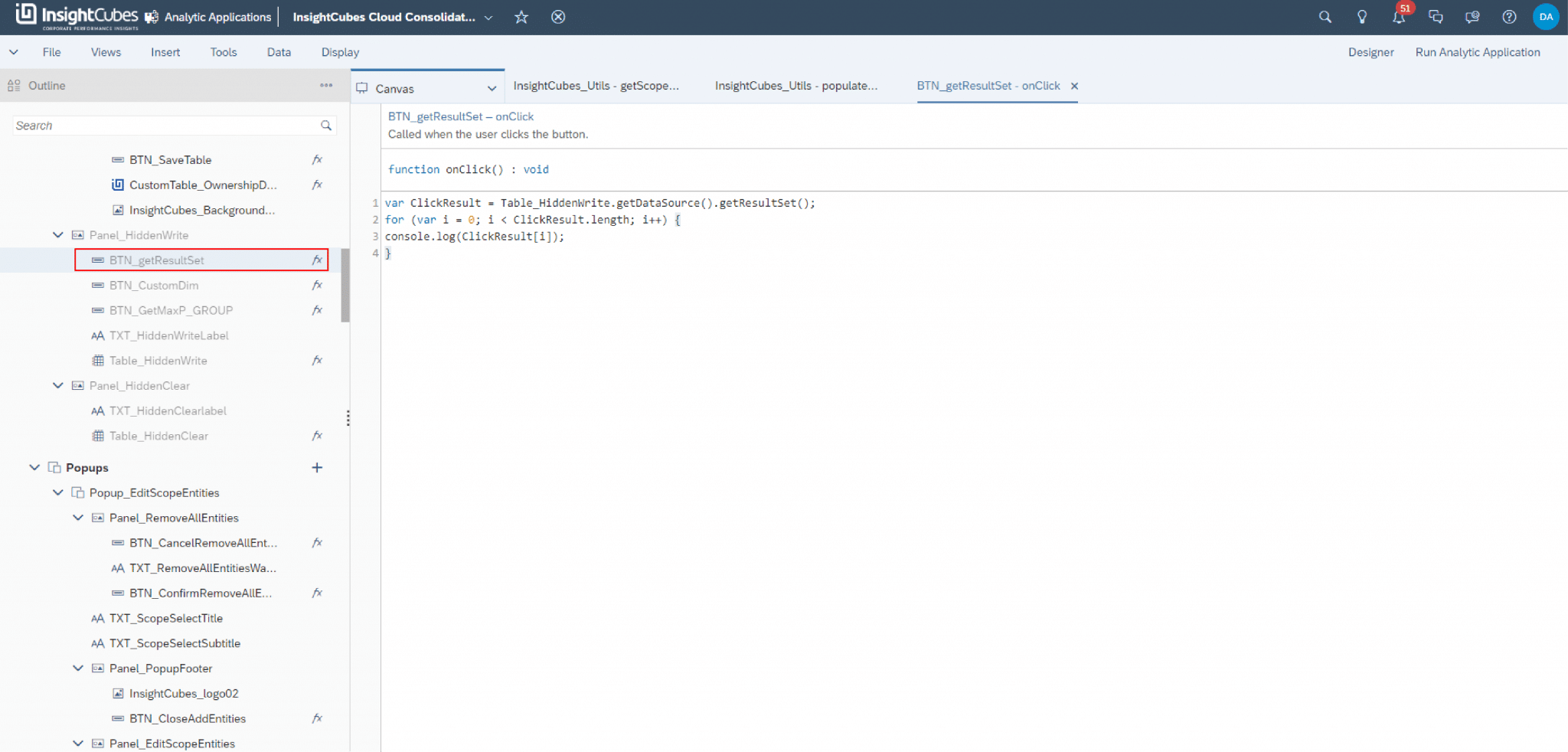 How to use the getResultSet() APi with SAP Analytics Designer