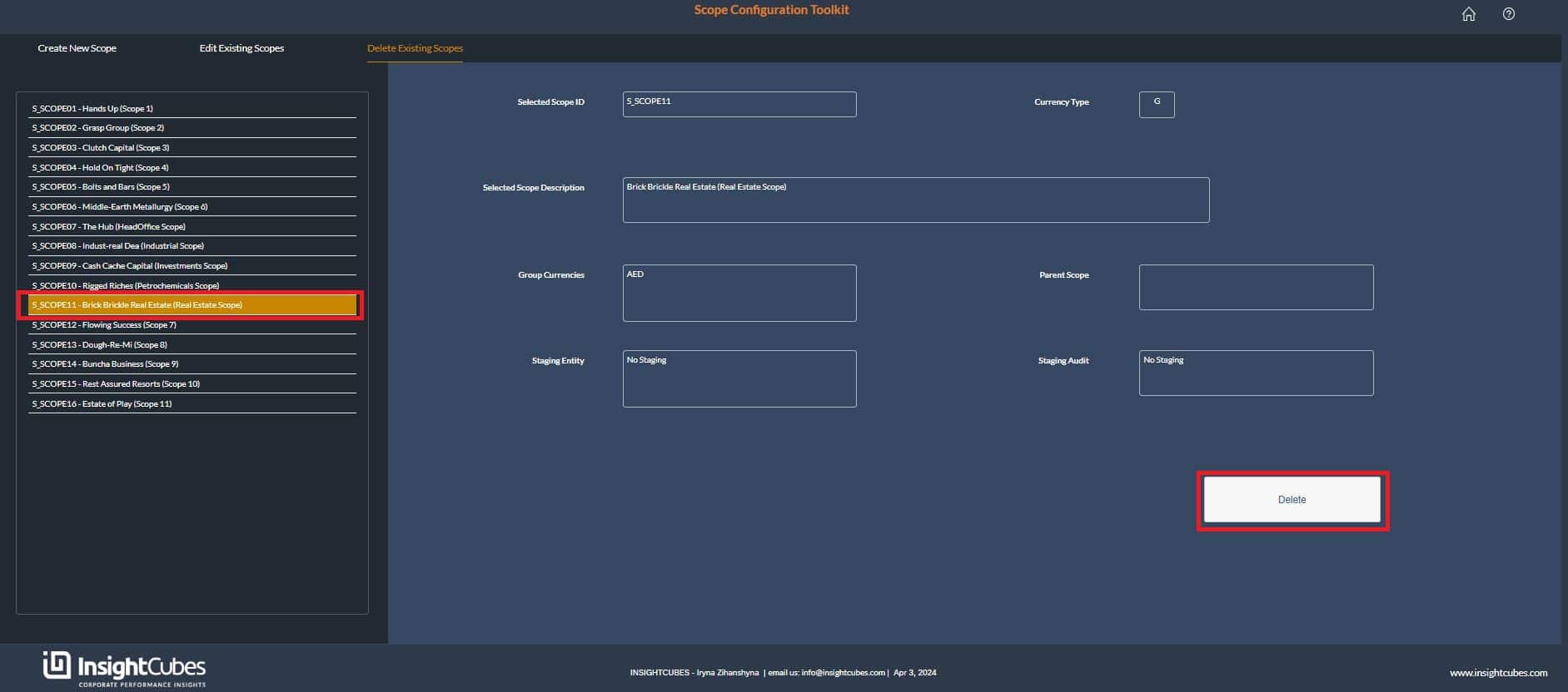 Scope Configuration Toolkit Insightcubes 1361